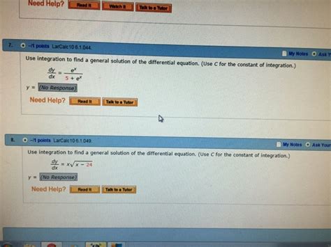 Solved Use Integration To Find A General Solution Of The