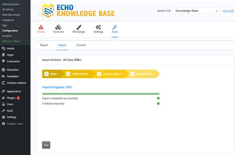 Import Articles With XML File Echo Knowledge Base