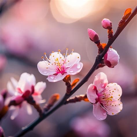 Pink Cherry Blossom Premium Ai Generated Image