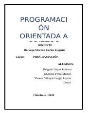 monografia de Programación docx PROGRAMACI ÓN ORIENTADA A DOCENTE OBJETOS Dr Vega Moreno