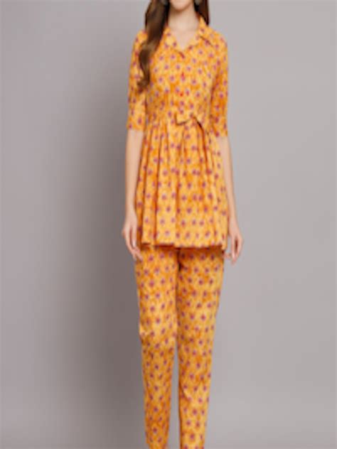 Buy Kalini Ethnic Motifs Printed Shirt Collar Pure Cotton Tunic With