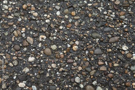 Wet Homemade Exposed Aggregate Concrete Damp Beton With Visible Brash