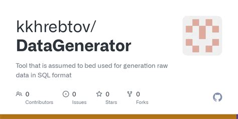 Github Kkhrebtov Datagenerator Tool That Is Assumed To Bed Used For Generation Raw Data In