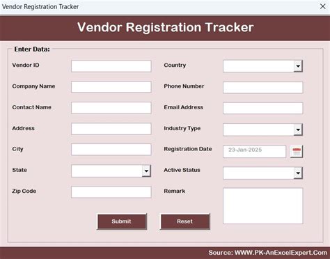 Vendor Registration Tracker 5 Pk An Excel Expert