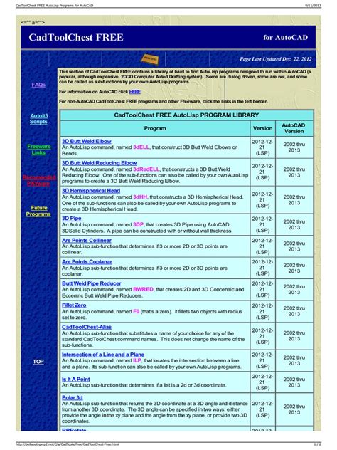 Cadtoolchest Free Autolisp Programs For Autocad Pdf Software