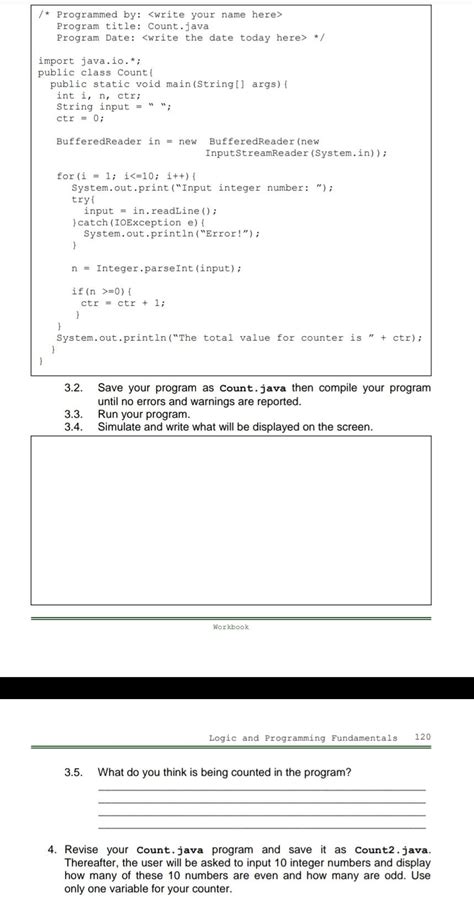 Solved 32 Save Your Program As Countjava Then Compile