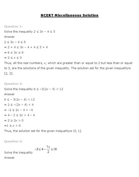 Maths Ch 6 Linear Inequalities Class 11 NCERT Solutions