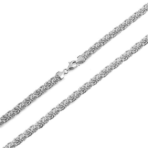 Sterling Silver Flat Byzantine Chain Necklace 68mm