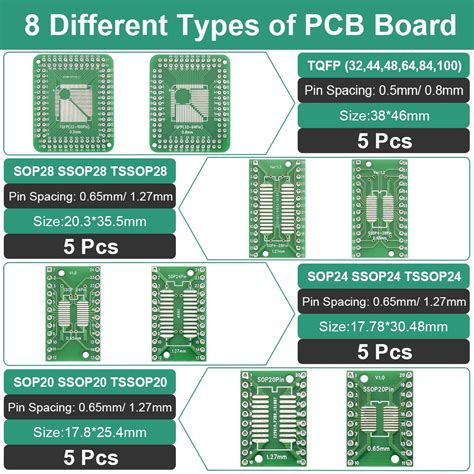 Rmenoor 40pcs Pcb Adapter Board Kit Smd To Dip Adapter Double Sided