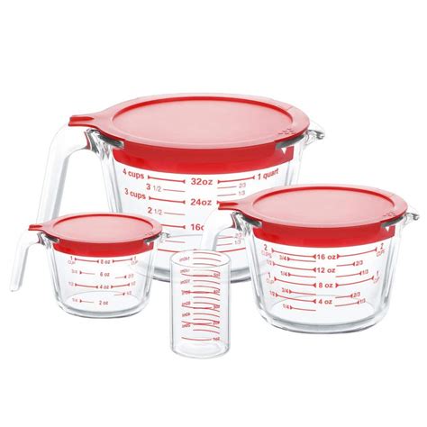 Wudkey 4 Piece Glass Measuring Cups Set With Spout And Handles For