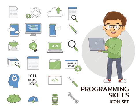 Premium Vector Programming Skills Concept Flat Icons