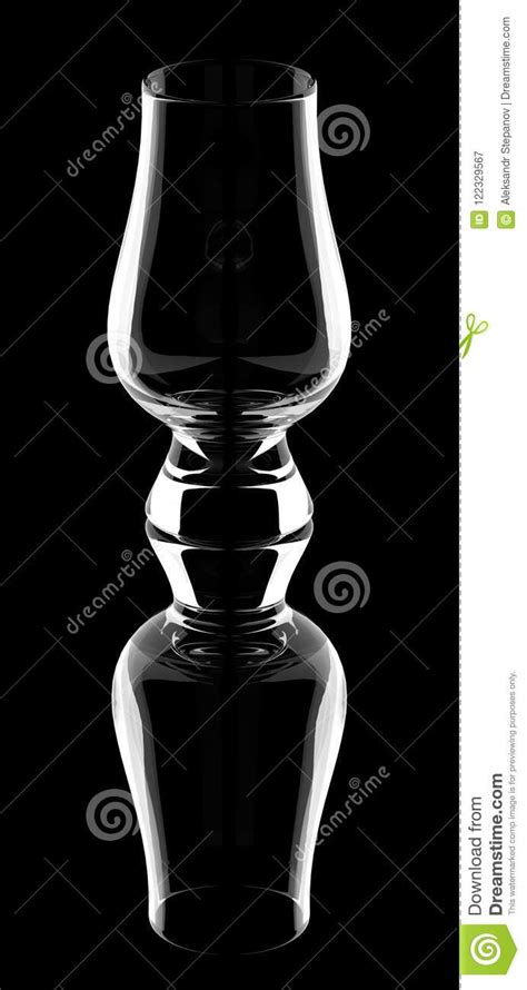 Empty Glencairn Whisky Glass With Reflection Isolated On A Black