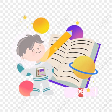 Cartoon Hand Drawn Education Learning Space Illustrationtechnology