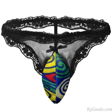 Sexy Spitze Schleife Gittergewebe Ausbuchtungsbeutel G String Tanga Unterwäsche Höschen Dessous