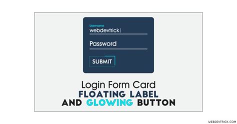 Login Form Card With Floating Label And Glowing Button Login Ui