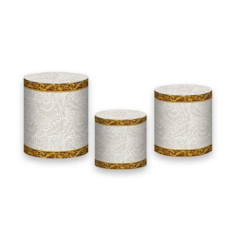Trio De Capas De Cilindro Batizado Espirito Santo Bege E Dourado