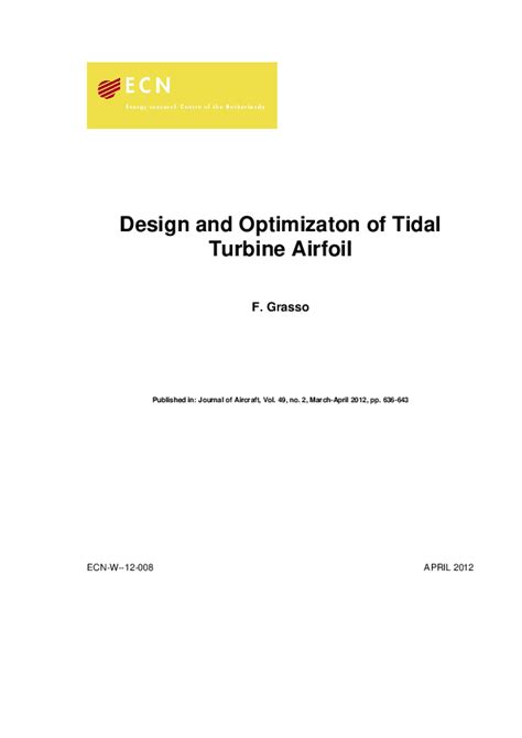 Pdf Design And Optimization Of Tidal Turbine Airfoil