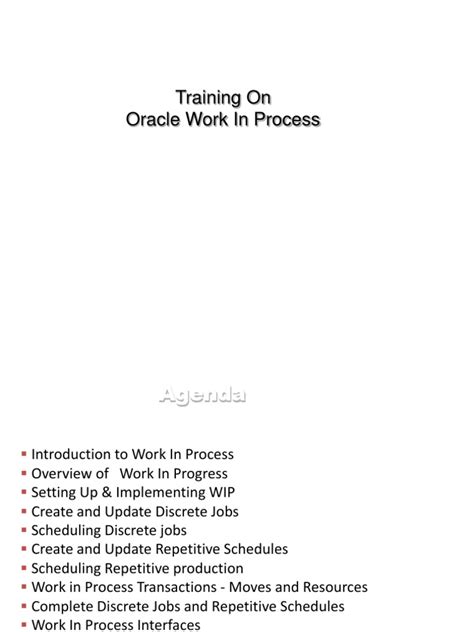 Training On Oracle Work In Process Pdf Debits And Credits