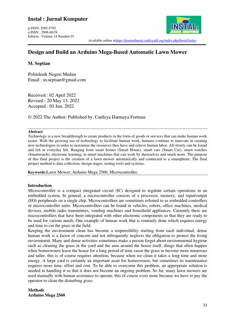 Pdf Design And Build An Arduino Mega Based Automatic Lawn Mower