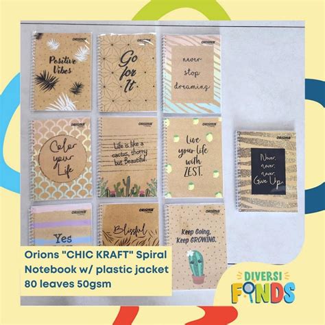 Orions Chic Kraft Spiral Notebook W Plastic Jacket 80lvs Set Of 3 6 10 Shopee Philippines