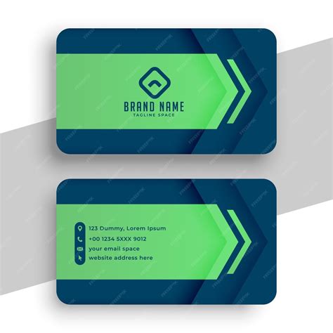 파란색과 녹색 우아한 명함 서식 파일 무료 벡터