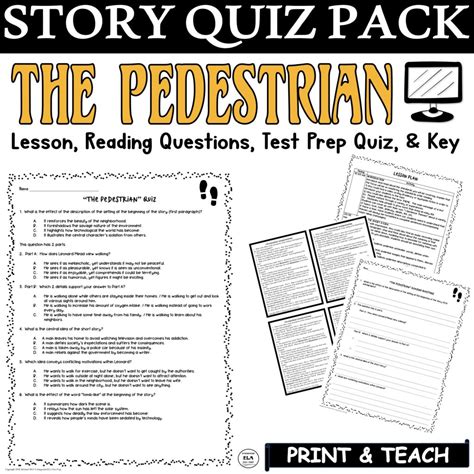The Pedestrian Quiz Reading Comprehension Questions Story Ray Bradbury