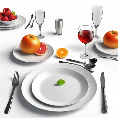 Table Setting Vector Set White Back Premium Ai Generated Vector