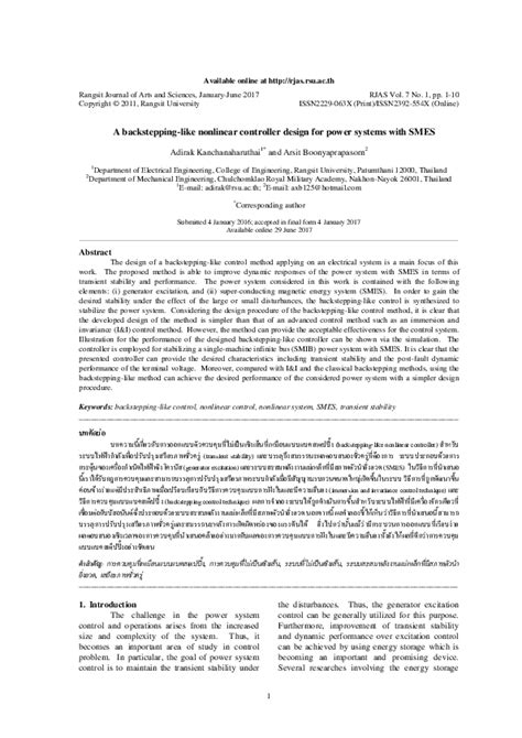 Pdf A Backstepping Like Nonlinear Controller Design For Power Systems With Smes