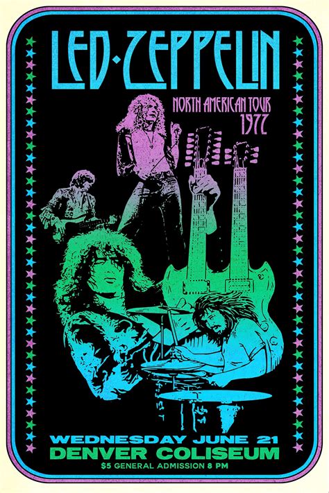 Led Zeppelin 1977 Denver Concert Rock Poster Etsy In 2021 Led Zeppelin Art Led Zeppelin