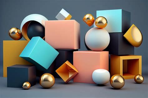 Premium Ai Image Abstract 3d Rendering Of Geometric Shapes