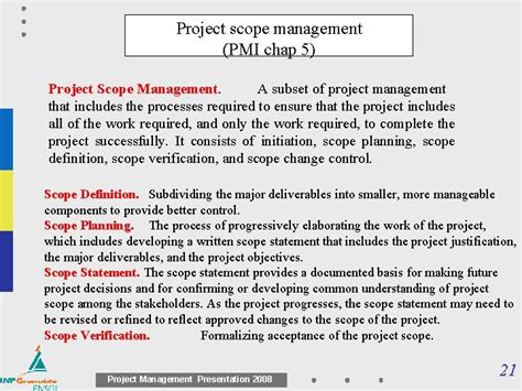 Project Management Introduction Agenda Definitions Project Scope Management