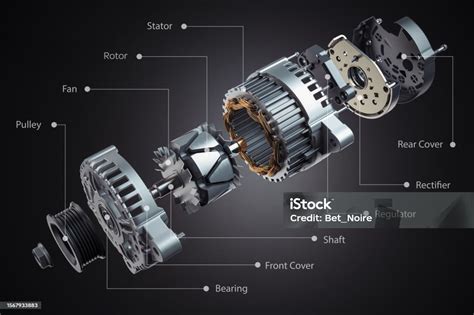 자동차 교류 발전기의 구조 및 구성표 검은색 발전기 구조 및 계획 전기 모터에 대한 스톡 사진 및 기타 이미지 전기 모터 컷아웃 3차원 형태 Istock