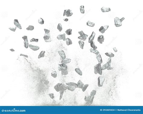 Silver Ore Nugget Fly Fall From Mining Float In Air Many Pieces Silver Nugget Ore Explosion