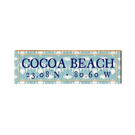 Cocoa Beach Latitude Longitude Sign Wall Art Print On Real Wood Etsy