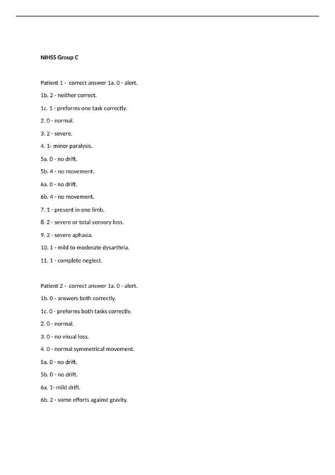 Nihss Group C Questions And 100 Correct Answers Nihss Group C Stuvia Us