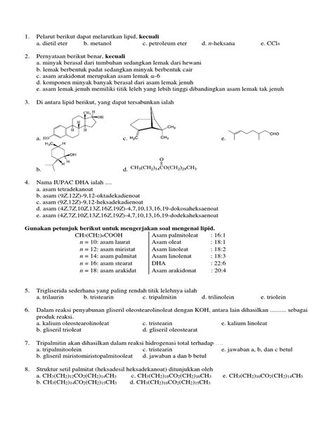 Latihan Materi Lipid Pdf Sains And Matematika