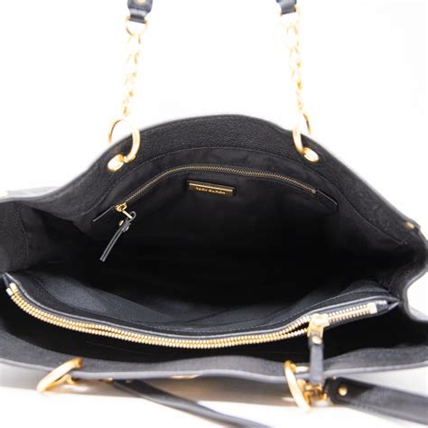Tory Burch Everly Leather Black Gold Hardware Chain S Gem