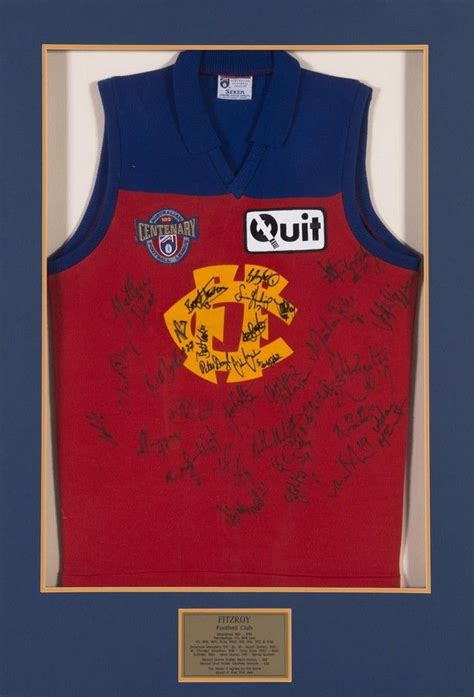 Signed Fitzroy Jumper With Centenary Sponsors Badges Sporting Afl Vfl Memorabilia