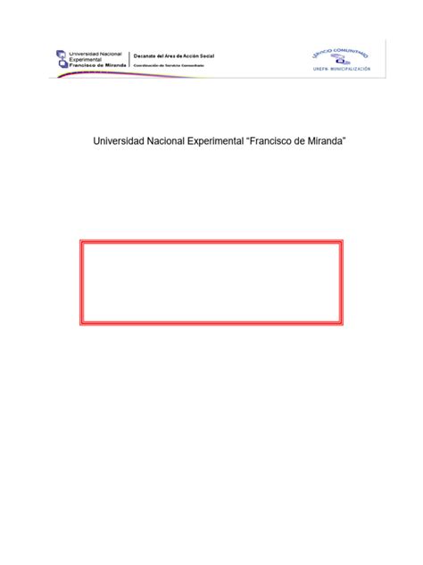 Formato De Proyecto Del Servicio Comunitario 1 Pdf