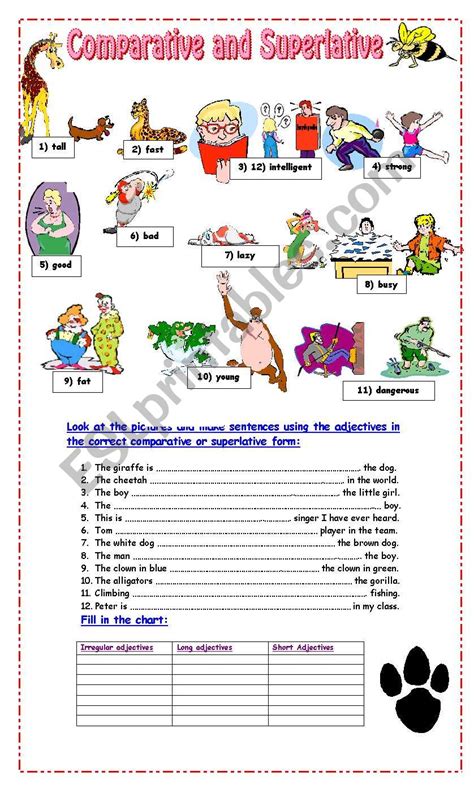 Comparative And Superlative Exercises Worksheet Free Esl Printable