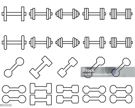 Dumbbell Line Set Icon Logo Vector Stock Illustration Download Image