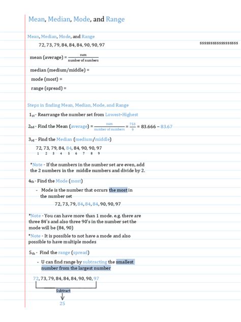 Mean Median Mode Range Pdf Teaching Methods And Materials