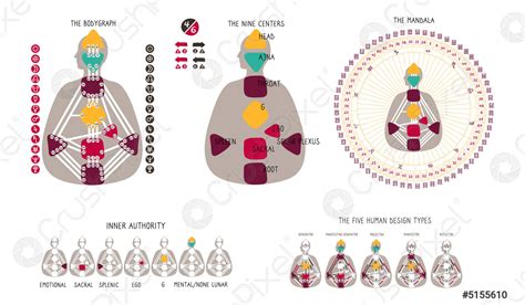 Human Design Bodygraph Chart Nine Colored Energy Centers Planets