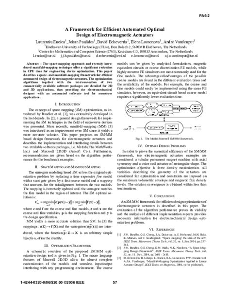 Pdf A Framework For Efficient Automated Optimal Design Of Electromagnetic Actuators Johannes