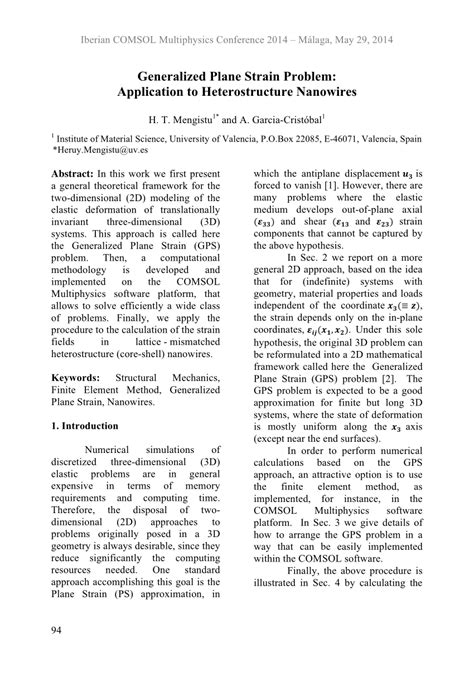 Pdf Generalized Plane Strain Problem Application To Heterostructure Nanowires