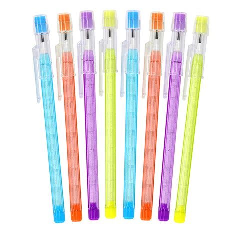 Enday Stackable Pencils In Dazzling 8 Pc Translucent Multi Point Push Fun Pencils