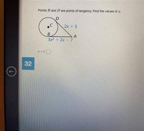 Solved Points B And D Are Points Of Tangency Find The