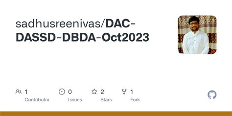 Github Sadhusreenivas Dac Dassd Dbda Oct
