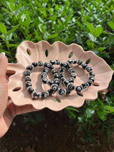 Evil Eye Braclet 8mm Black Sunflowers N Sage