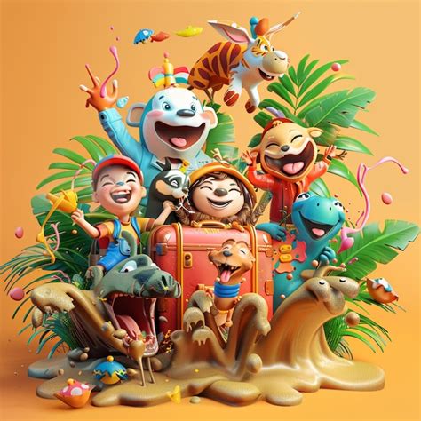 There Are Many Cartoon Characters That Are All Grouped Together